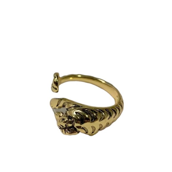 Jewelry | Gold And Black Open Tiger Design Wrap Ring | Poshmark